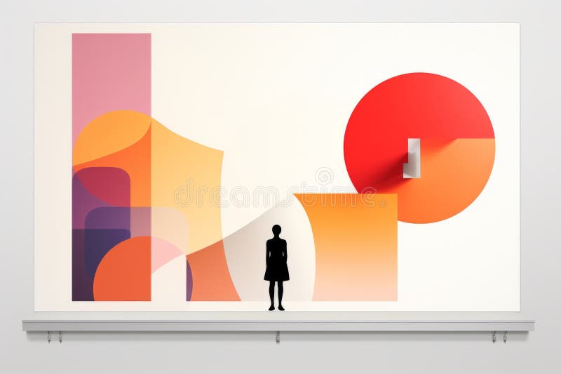 A Person Standing in Front of an Abstract Art Piece Stock Illustration ...
