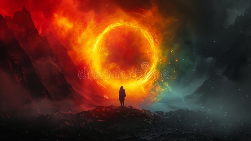 Person Standing in Front of Fire Ring. Stock Photo - Image of alone ...