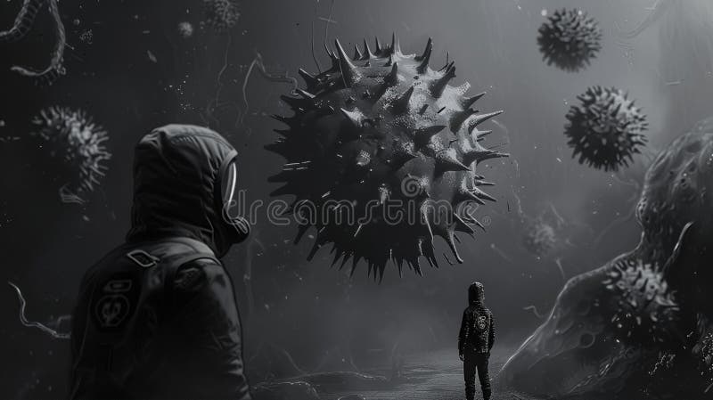 Person Standing in Front of Germs Stock Illustration - Illustration of ...