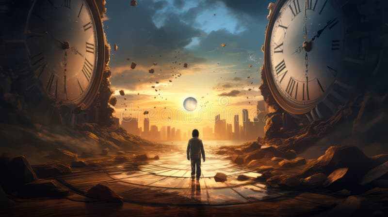 Person Standing in Front of a Huge Clock Created with Generative AI ...