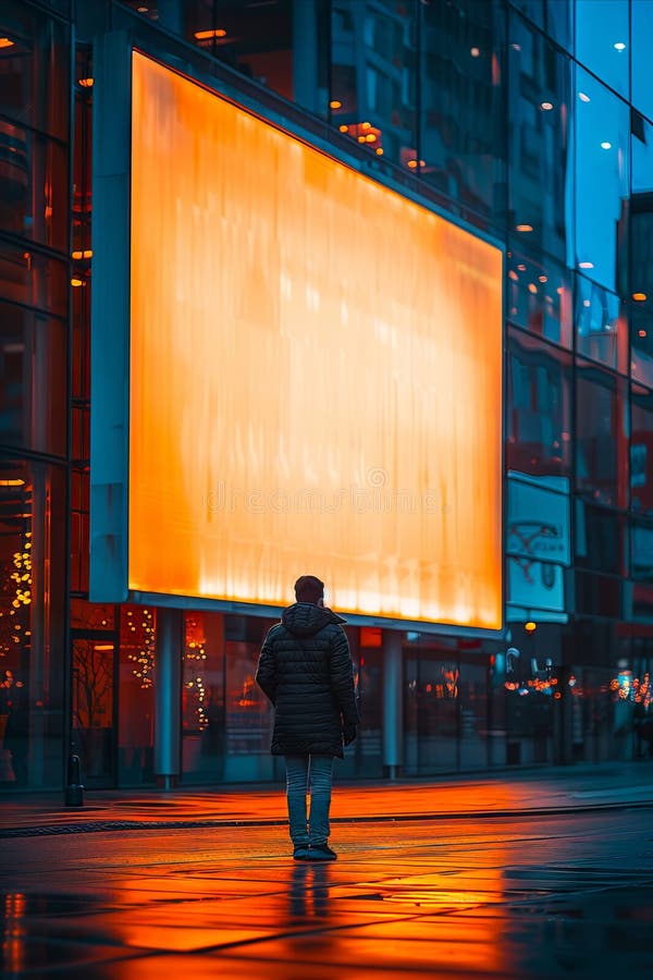 A Person Standing in Front of a Large Billboard on a City Street Stock ...