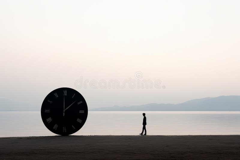 A Person Standing in Front of a Large Clock Stock Illustration ...