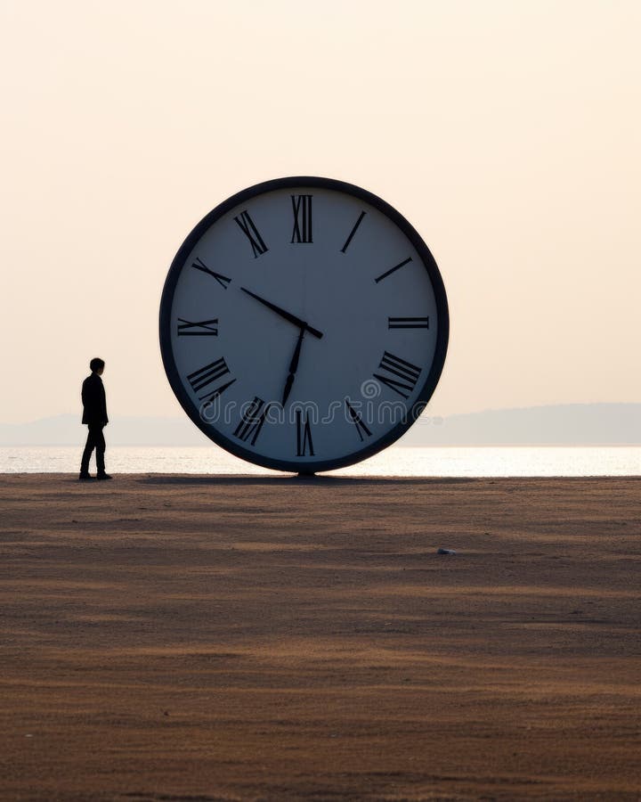 A Person Standing in Front of a Large Clock Stock Illustration ...