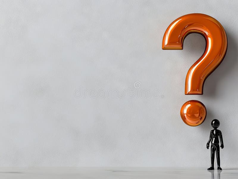A Person Standing in Front of a Large Orange Question Mark Stock ...