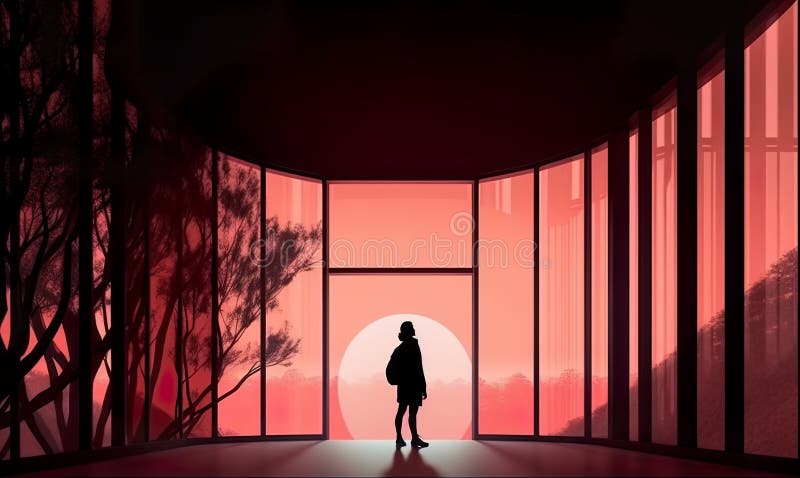 A Person Standing in Front of a Large Window. Generative AI Image ...
