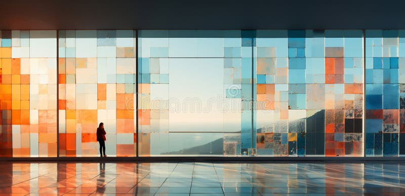 Person Standing in Front of Large Window Stock Image - Image of ...