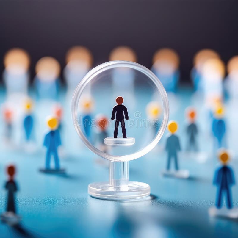 Person Standing in Front of a Magnifying Glass Stock Illustration ...