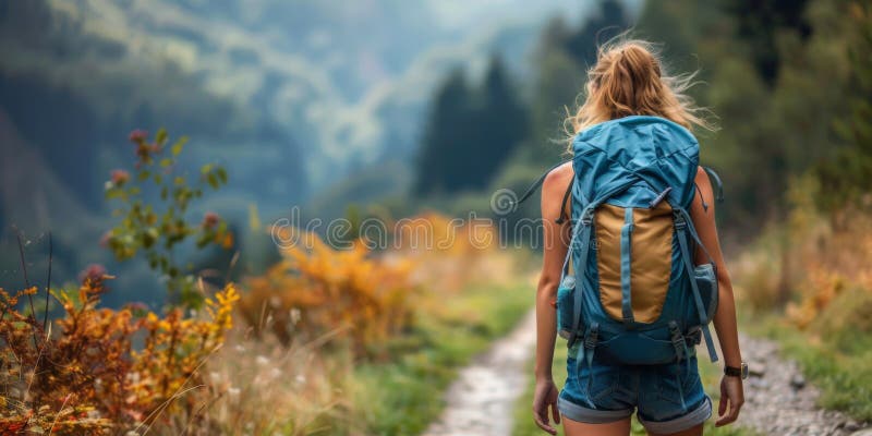 Person with Backpack Standing at Mountain Stock Photo - Image of ...