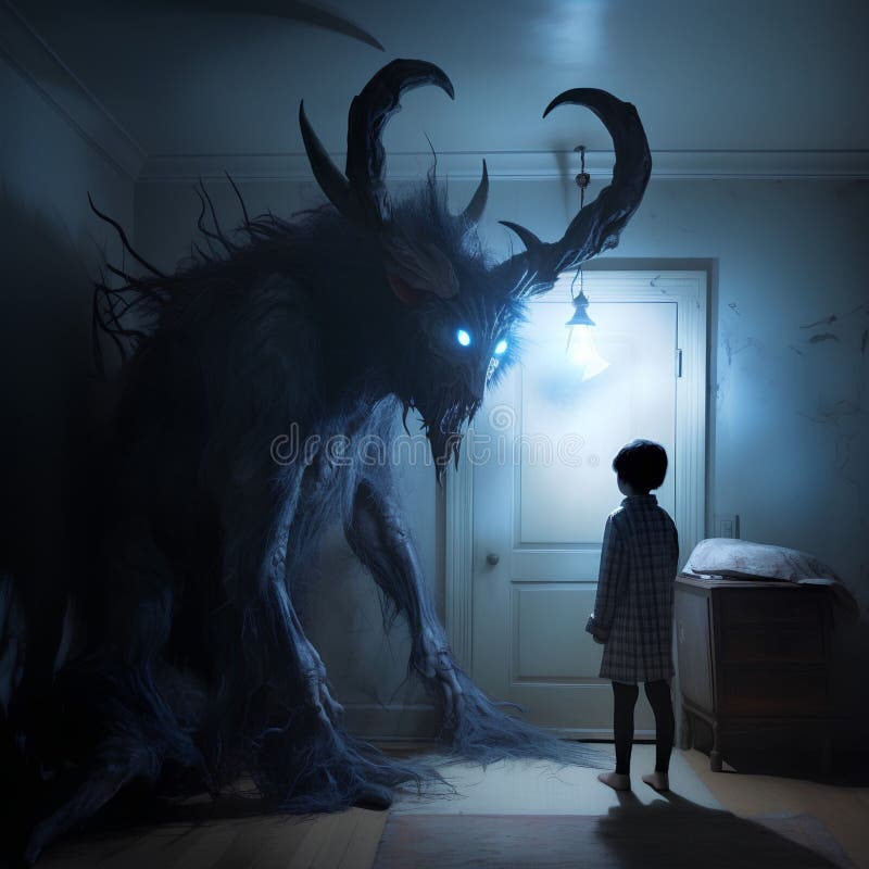 A Person is Standing in Front of a Monster Like Creature Stock ...