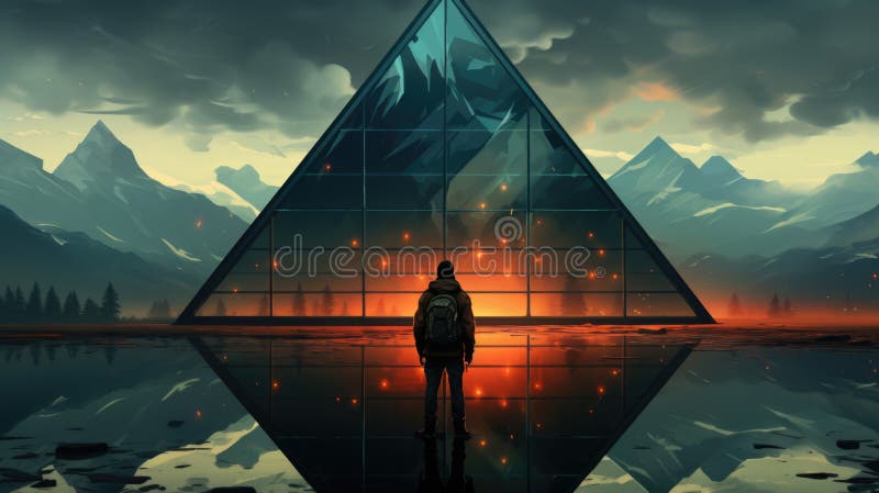 A Person Standing in Front of a Pyramid. Generative AI Image. Stock ...