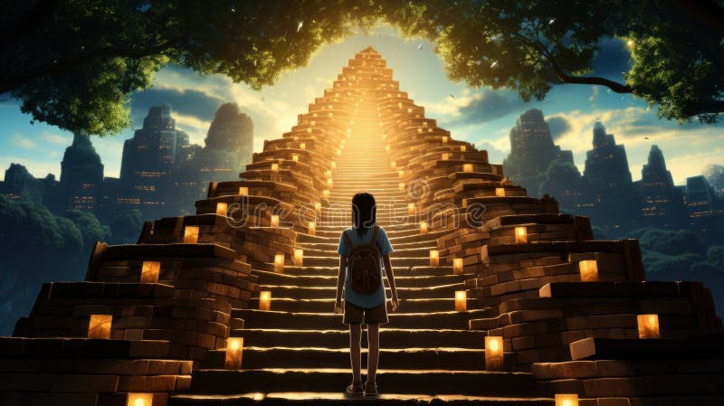 A Person Standing in Front of a Pyramid. Generative AI Image. Stock ...