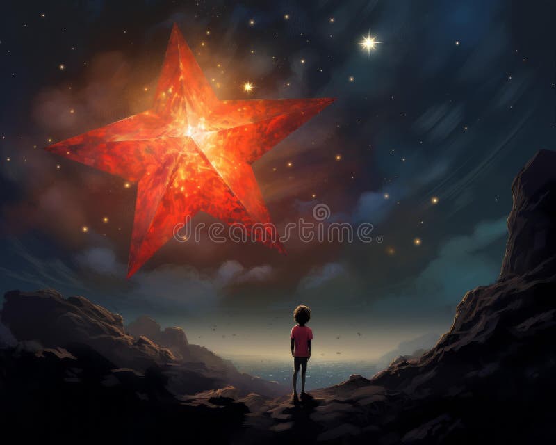 A Person Standing in Front of a Red Star Stock Illustration ...