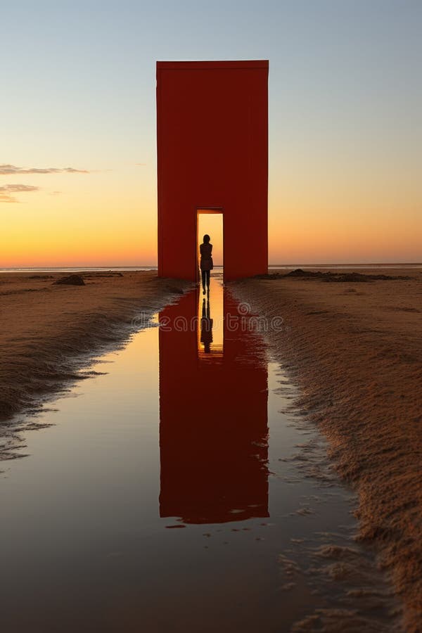 A Person Standing in Front of a Red Structure. Generative AI Image. Stock Illustration ...