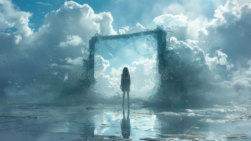 A Person Standing in Front of a Shattered and Fragmented Mirror ...