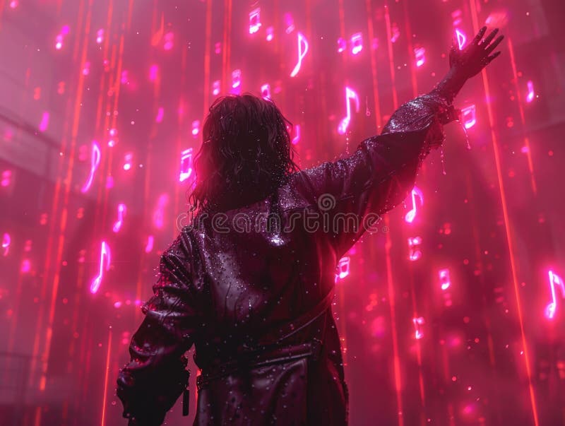 Person Standing in Front of Stage with Musical Notes Stock Image ...