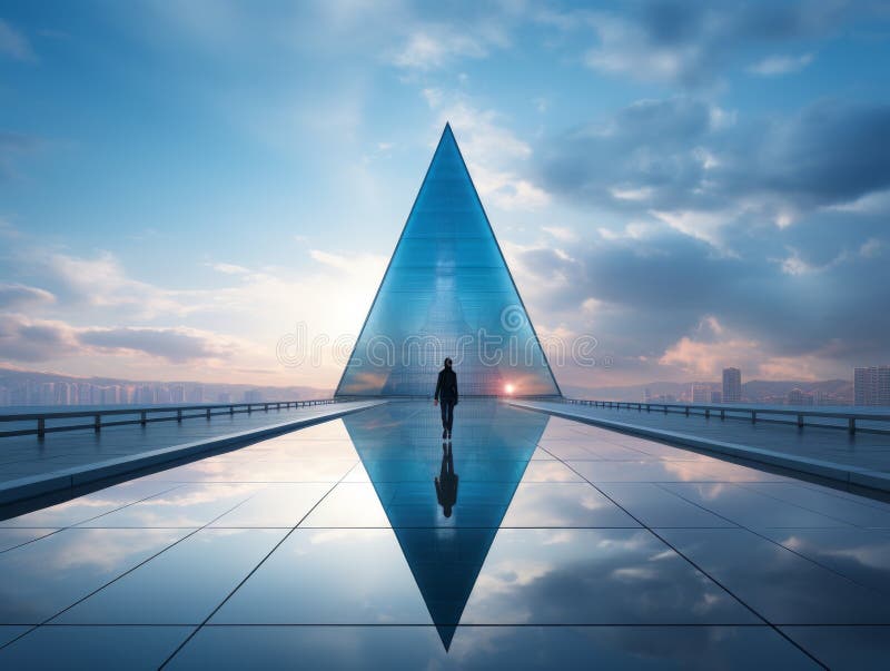A Person Standing in Front of a Triangle Shaped Building Stock ...