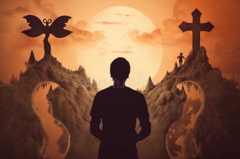 Person, Standing between Good and Evil, Choosing Which Path To Follow ...