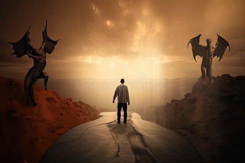 Person, Standing between Good and Evil, Choosing Which Path To Follow ...
