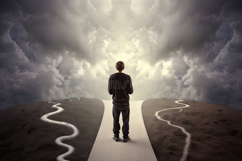 Person, Standing between Good and Evil, Choosing Which Path To Follow ...