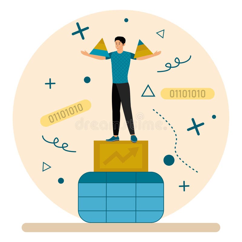 Person Standing on Graph Blocks Celebrating Success in Data ...