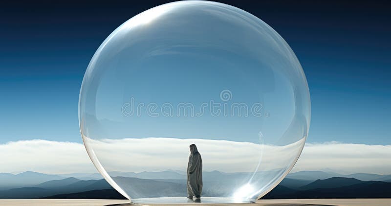 A Person Standing Inside of a Large Glass Sphere. Generative AI Image ...
