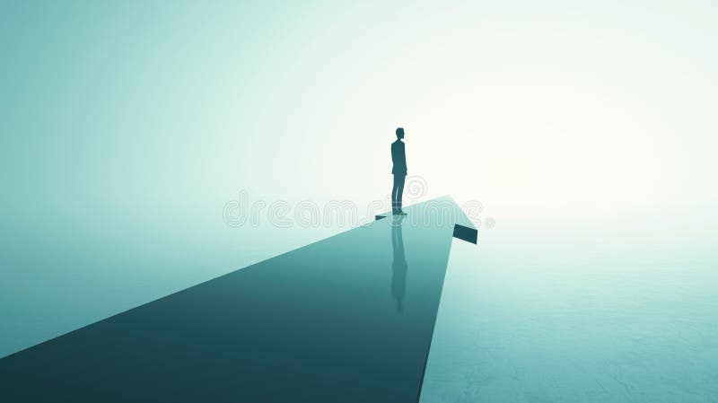Person Standing on Large Arrow Path, Symbolizing Direction and Purpose ...