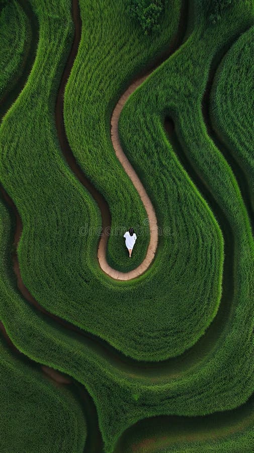 A Person Standing in the Middle of a Green Field Stock Image - Image of ...