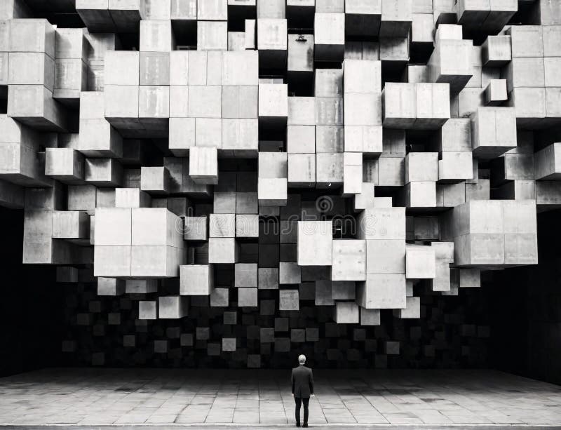 A Person is Standing in the Middle of a Room Filled with Cubed Blocks ...