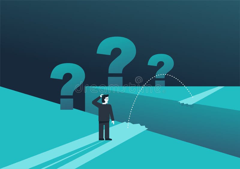 Person Standing Near Abyss with Big Question Marks Stock Vector ... Person Standing Near Abyss with Big Question Marks Stock Vector ...