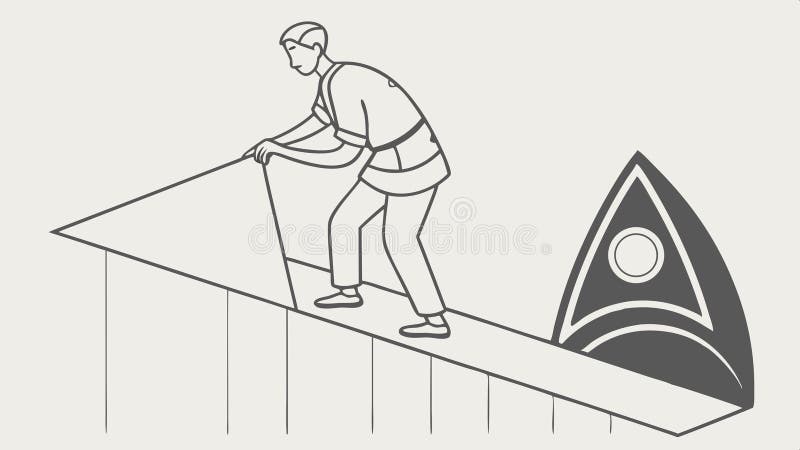 Person Standing on Platform with Geometric Shapes, Abstract Structure ...