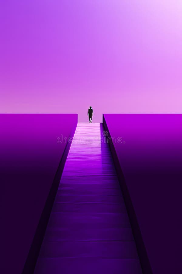 Person Standing on Purple Platform with Purple Sky in the Background ...