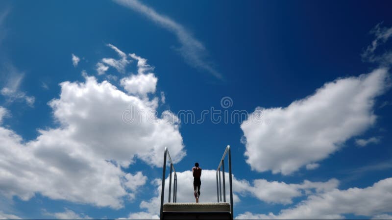 A Person Standing on a Ramp in Front of a Cloudy Blue Sky. AI ...