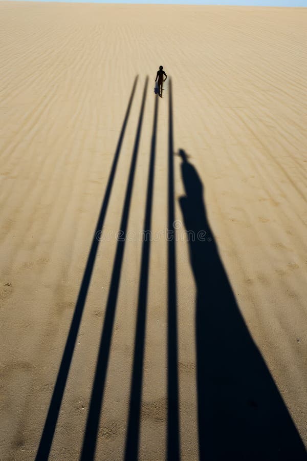 Person Standing in the Sand with Shadow of Person. Generative AI Stock ...