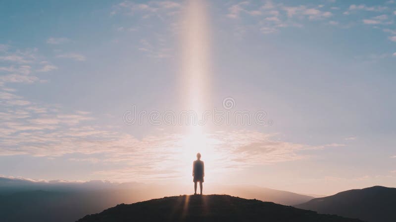 Person Standing at a Spectacular Boundary of Light Stock Photo - Image ...