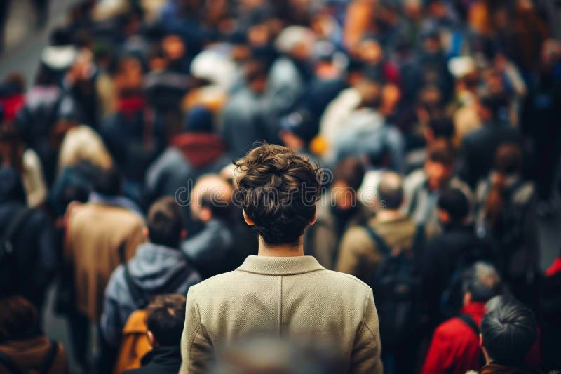 A Person Standing Still in a Bustling Crowd Representing Calm and ...