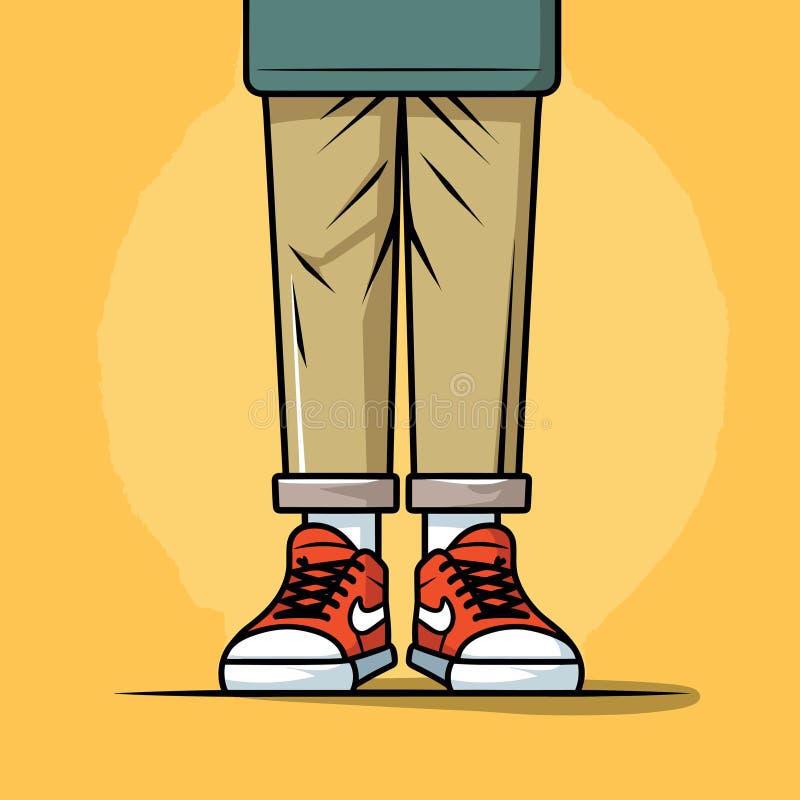 Vector Icon of a Person Standing with Crossed Legs in a Flat and ...