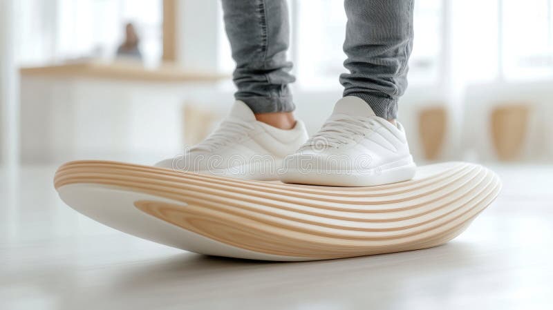 A Person Standing on a Wooden Platform with White Shoes, AI Stock Photo ...