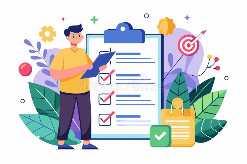 A Person Stands with a Clipboard, Assessing Personal Goals Amid ...