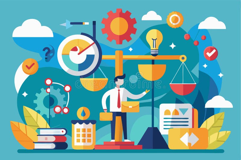 A Person Stands Confidently, Balancing Scales while Surrounded by ...