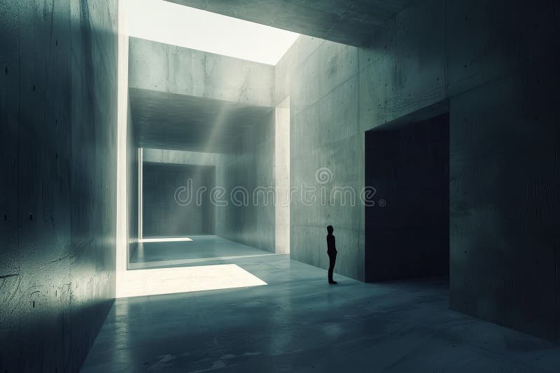 A Person Stands in a Dark Room with Light Shining in, Creating a ...