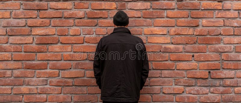 A Person Stands in Front of a Brick Wall. Stock Illustration ...