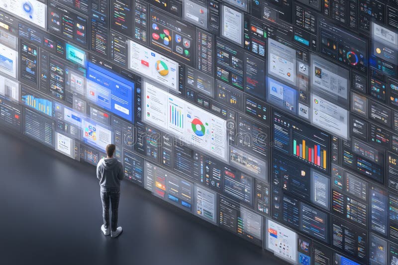 Exploring a Digital Data Wall with Interactive Dashboards and Colorful Graphs in a Modern ...