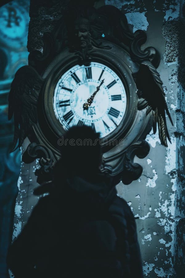 A Person Stands in Front of an Old-fashioned Clock Stock Photo - Image ...