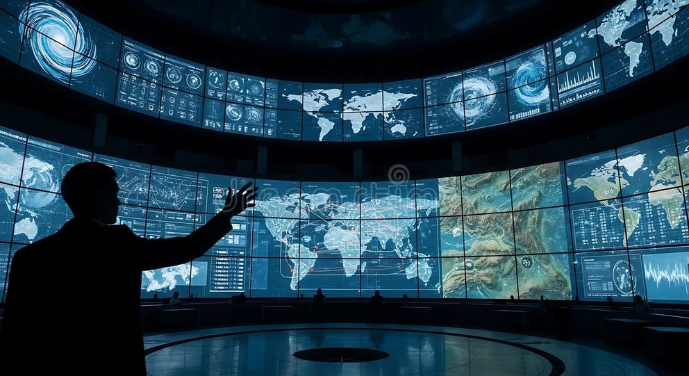 Massive Curved Digital Dashboard Displaying Complex Data Visualizations Stock Illustrations – 6 ...