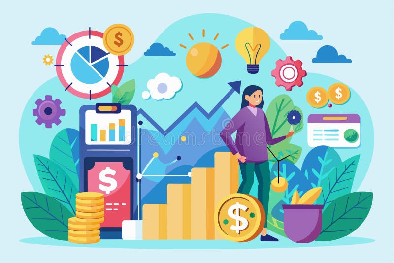 A Person Stands beside Visual Representations of Data, Financial Growth ...