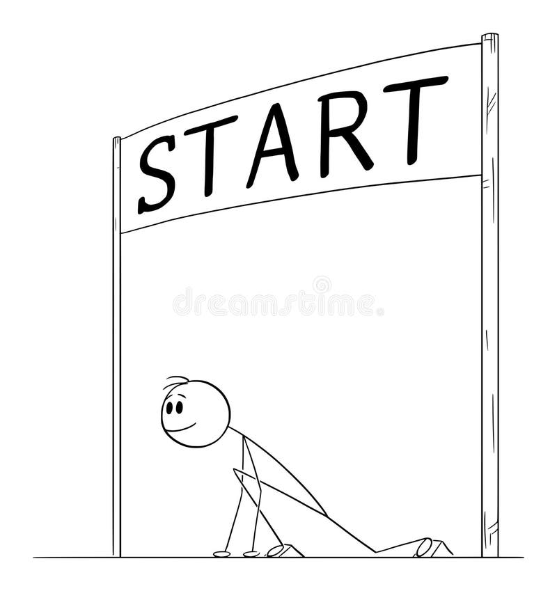 Person on the Start, Vector Cartoon Stick Figure Illustration Stock ...