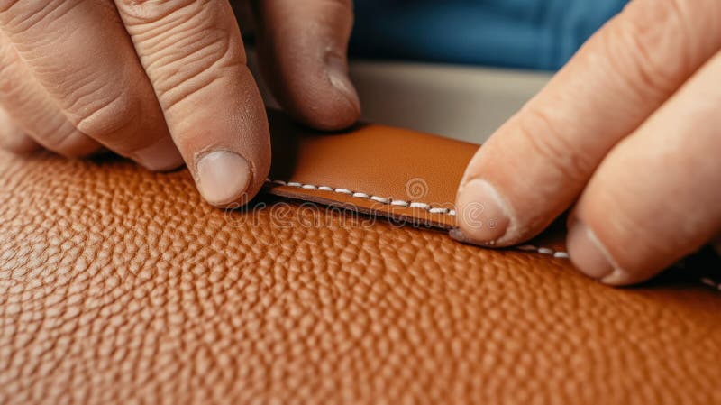 A Person is Stitching a Leather Bag with Their Hands, AI Stock Photo ...