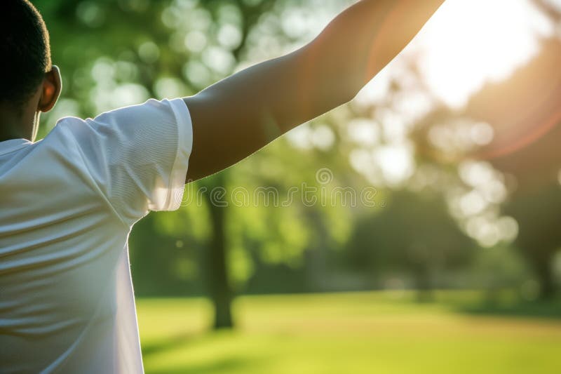 Person Stretching Their Arm Muscles before Starting a Game Stock ...