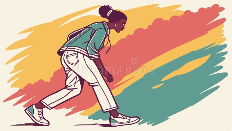 Person Striding Confidently, Flowing Abstract Path, Vector Design ...
