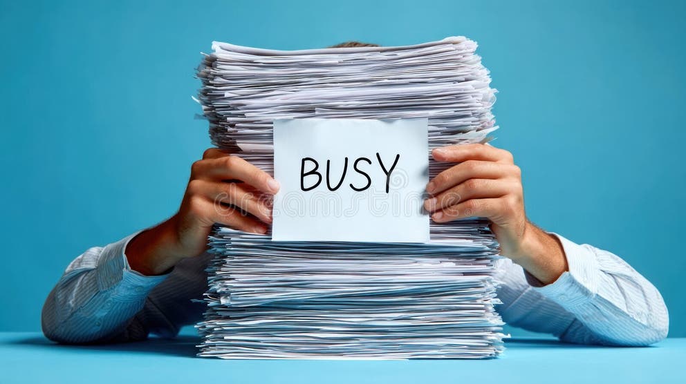 A Person Struggles with a Massive Stack of Papers, a Visual of Being ...